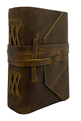 Ruzioon (7” x 5”) Leather Journal Writing Notebook - vintage leather-bound journal with deckle edge paper – Sketchbook - Travel Diary - leather journals