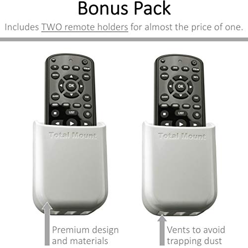 TotalMount Universal Remote Control Holders (Quantity 2 - One Remote per Holder - White)