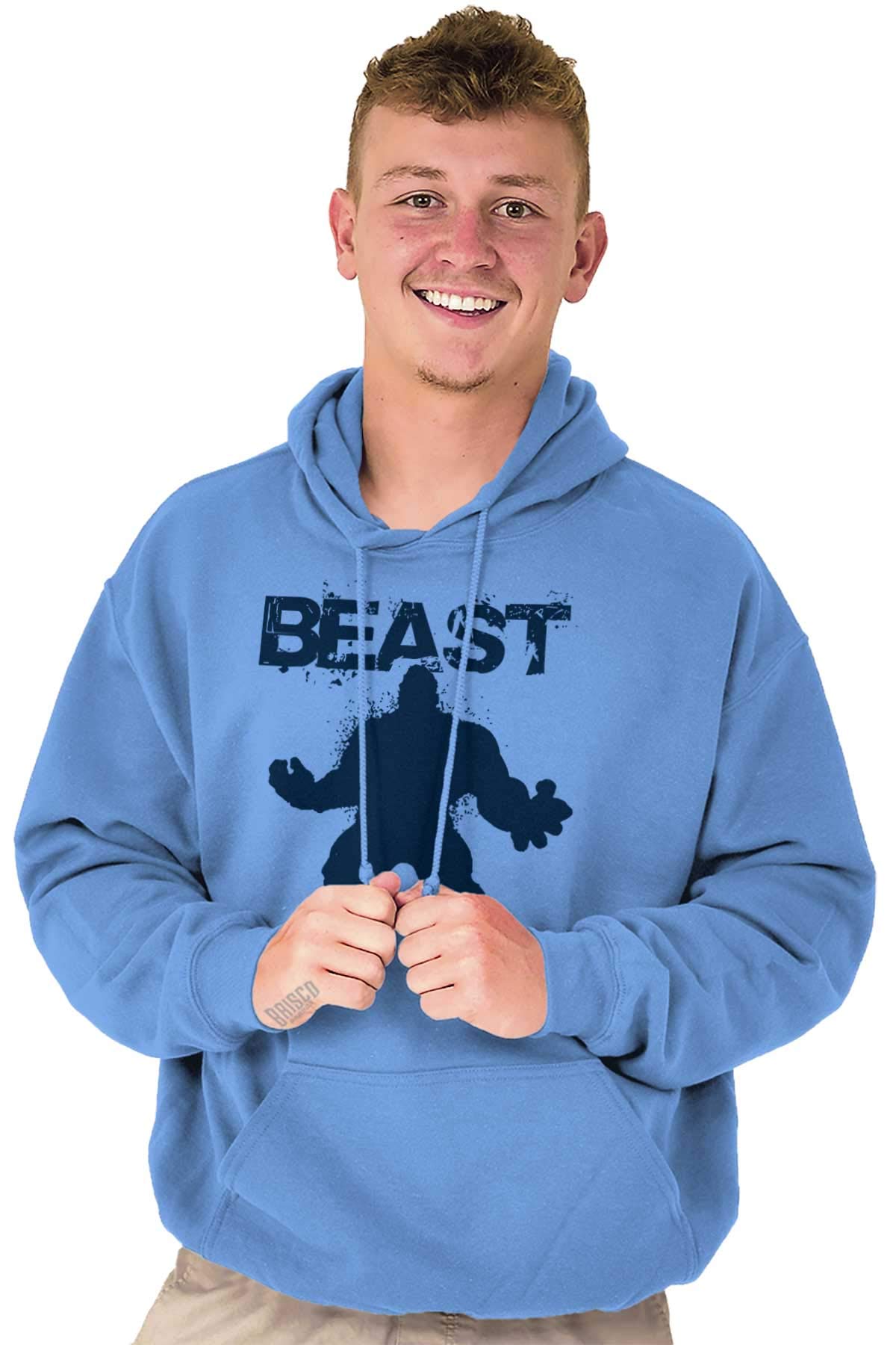 Brisco Brands Beast Gym Fitness Meathead Hoodie Hooded Sweatshirt Men Carolina Blue