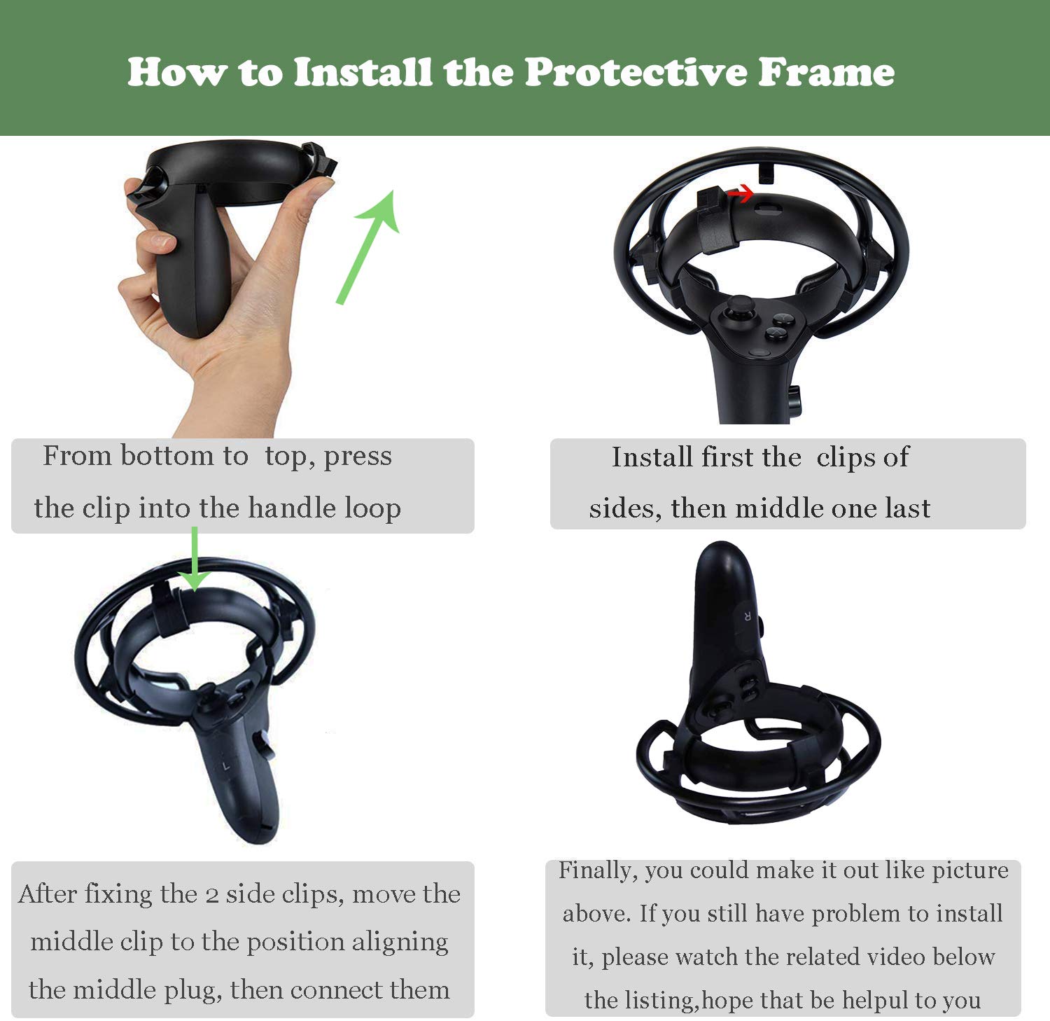 MASiKEN Touch Controller Grip Accessories & Protective Cages Stand for Oculus Quest/Rift S, Premium Controllers Skin Cover, Gel Shell Silicone Collision Protector Ring (Red)