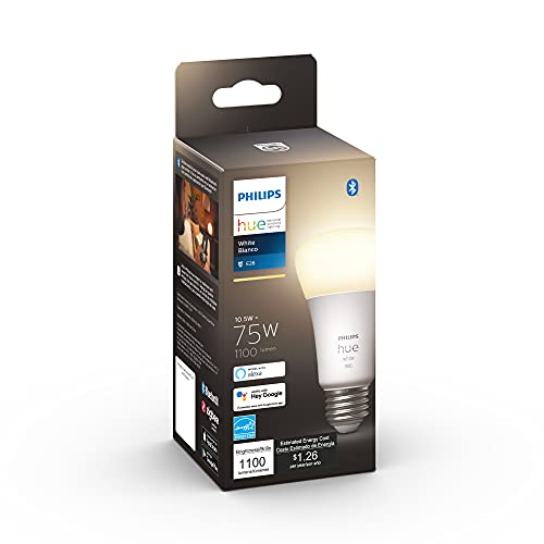 Philips Hue v2 Smart Dimmer Switch and Remote, White, 1-Pack & White A19 Medium Lumen Smart Bulb, 1100 Lumens, Bluetooth & Zigbee Compatible (Hue Hub Optional), 1 Bulb