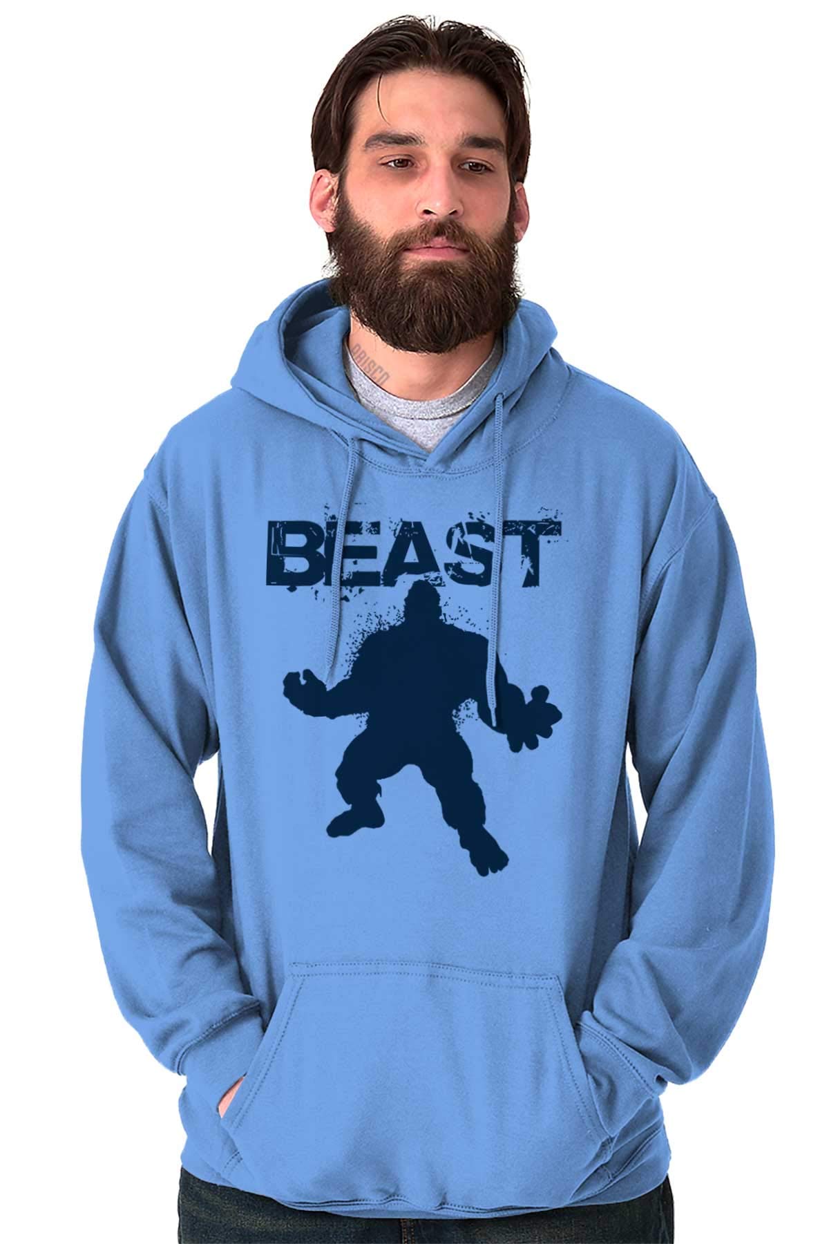 Brisco Brands Beast Gym Fitness Meathead Hoodie Hooded Sweatshirt Men Carolina Blue