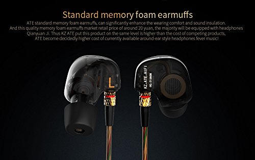 KZ ATE Hi-Fi IEM Sports Headphones with Copper Driver Ear Hook and Foam Eartips Specially for Music Fans, New Mic Edition