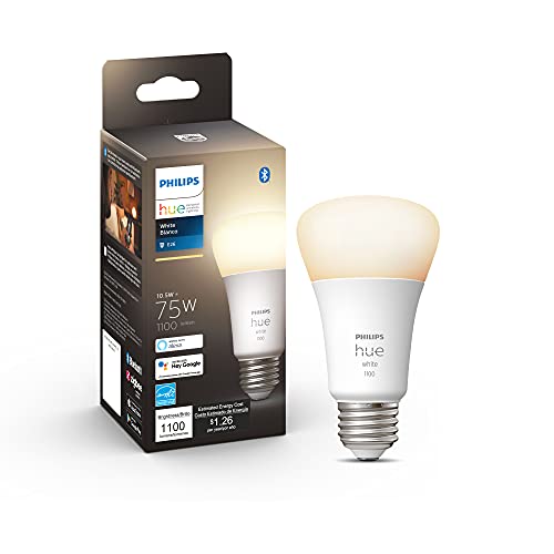 Philips Hue v2 Smart Dimmer Switch and Remote, White, 1-Pack & White A19 Medium Lumen Smart Bulb, 1100 Lumens, Bluetooth & Zigbee Compatible (Hue Hub Optional), 1 Bulb