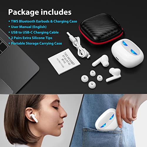 Wireless Earbuds Bluetooth 5.2 in-Ear Headphones for Samsung Z Fold4 Flip3 iPhone 14 Pro Max 13, Noise Cancelling Mic Bass Sound Sport Headset Galaxy S23 S22 S21 A54 A53 A14 Oneplus 11 10 Pixel 7 Pro