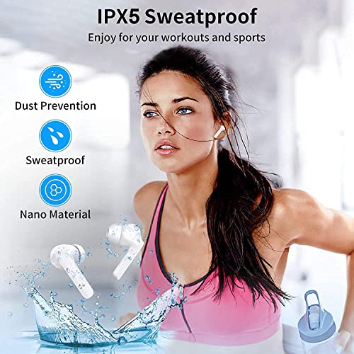 Wireless Earbuds Bluetooth 5.1 Headphones Built in Mic in Ear Bud Noise Canceling 3D Stereo Air Buds Earbuds Fast Charging, IPX5 Waterproof for iPhone and Android