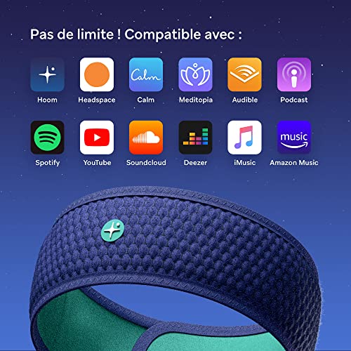 HoomBand Wireless | Bluetooth Innovative Headband for Sleep, Travel, Meditation | Charging Cable Included & Free Access to Hypnotic Stories Created by Sleep Experts (Size M/L)