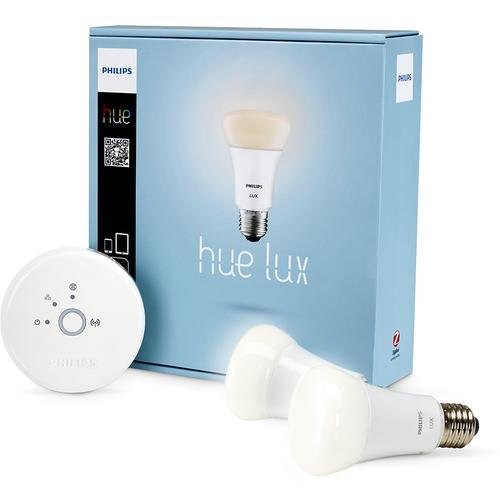 Philips 433706 Hue Lux Starter Kit 2 Bulbs and 1 Hub 60W Equivalent A19 LED 1st Generation
