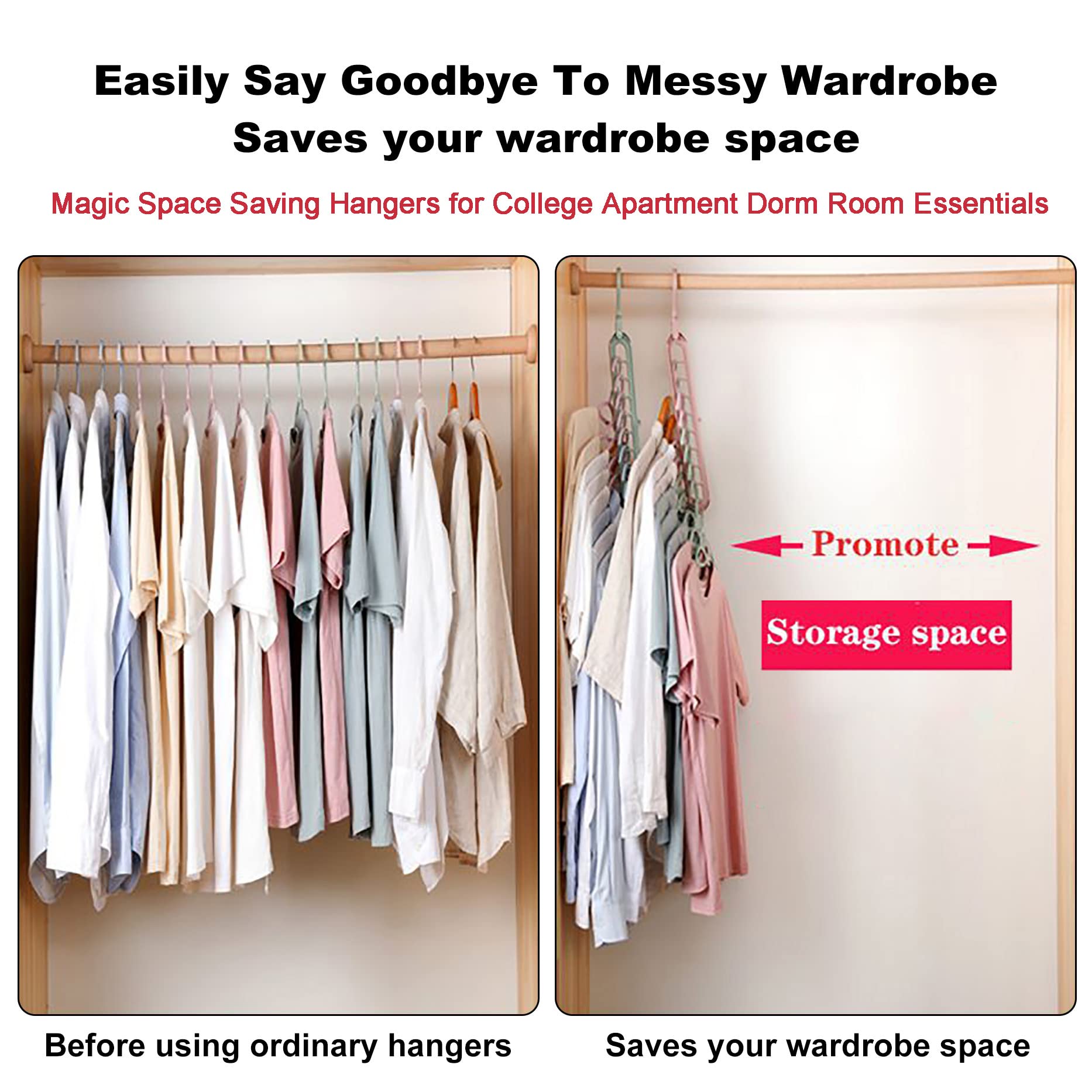 HEYHOUSE Closet Organizers and Storage,College Dorm Room Essentials,Pack of 10 Multifunctional Organizer Magic Space Saving Hangers with 9 Holes Storage Organization for Wardrobe Closet