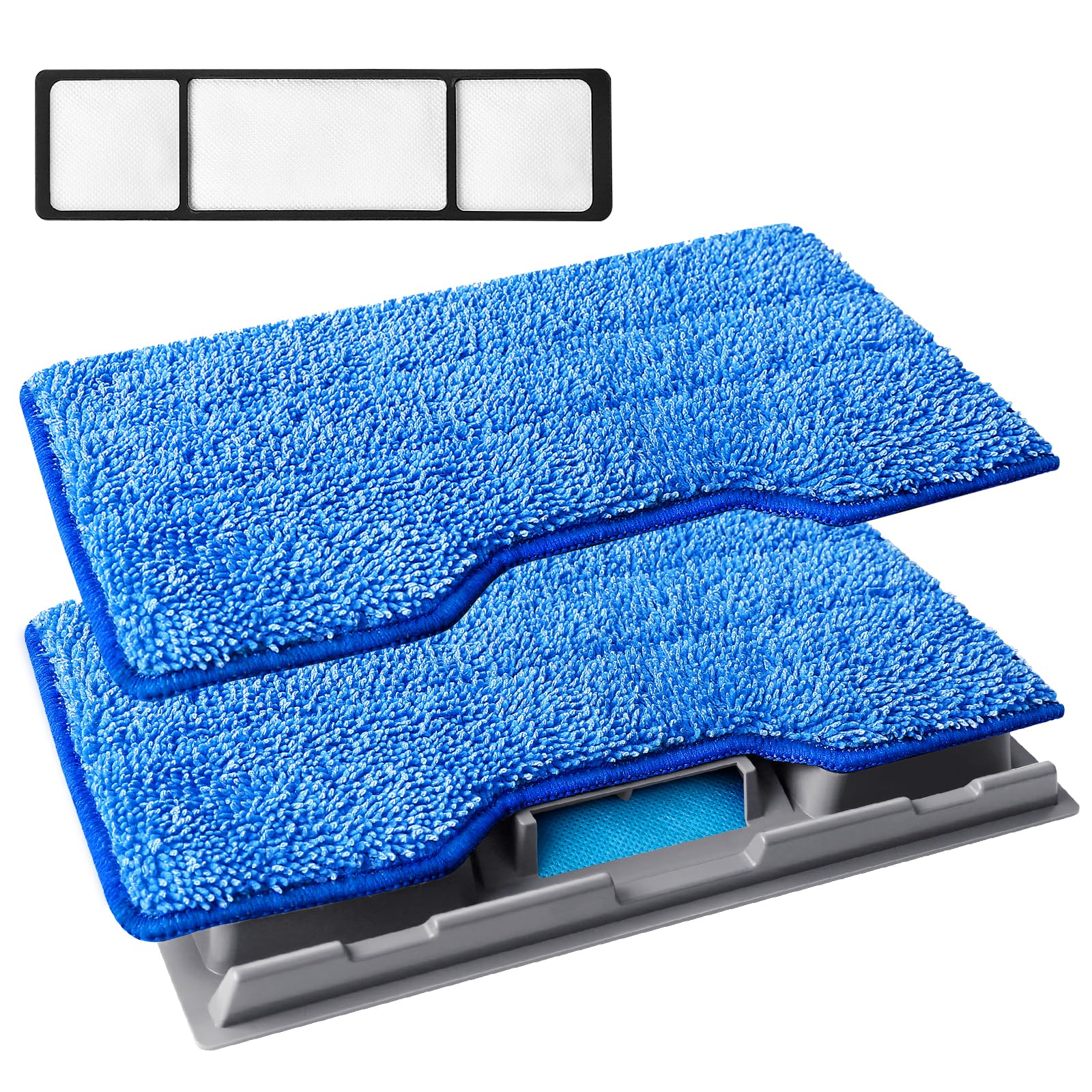 KEEPOW Reusable Vacmop Replacement Pads Compatible with Shark Vac Mop VM252 VM200 VC205 VM250 VM190 VM200P12, Vacuum Mop Pads Refills for Hardwood Floor with Upgraded Dirt Chamber, Blue, 2+1+1 Pack