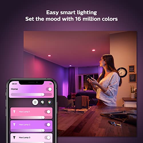 Philips Hue White and Color Ambiance Extra Bright High Lumen Dimmable LED Smart Retrofit Recessed 4" Downlight Compatible with Amazon Alexa Apple HomeKit and Google Assistant, 6-Pack