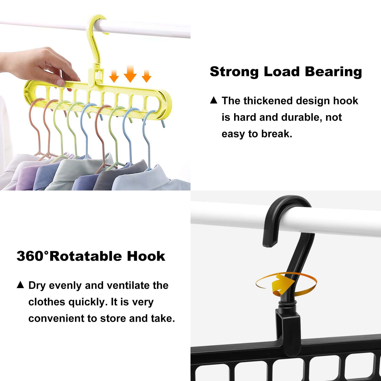 HEYHOUSE Closet Organizers and Storage,College Dorm Room Essentials,Pack of 10 Multifunctional Organizer Magic Space Saving Hangers with 9 Holes Storage Organization for Wardrobe Closet