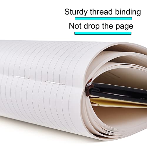 Vanpad Hardcover Lined Journal 8.3" x 5.5" Sturdy Classic A5 Writing Notebook Ruled Medium Smooth Note Book, Flat 100 gsm Thick Paper, No Bleed, Leather Cover, with Bookmarks and Inner Pockets, Black