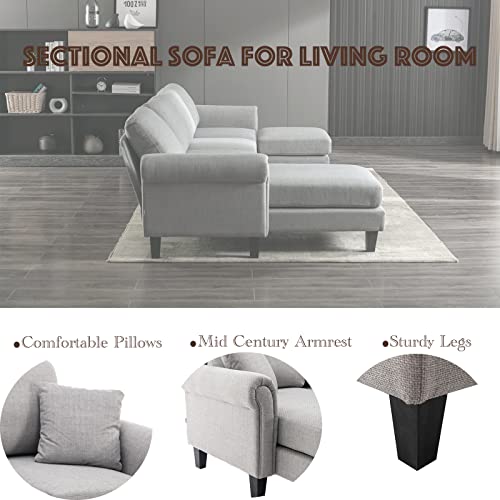 Tabaray 108" Couch Sectional Sofa for Living Room Furniture Sets Convertible U Shaped Couches with Ottoman and Chaise for Apartment, Office (Light Blue)
