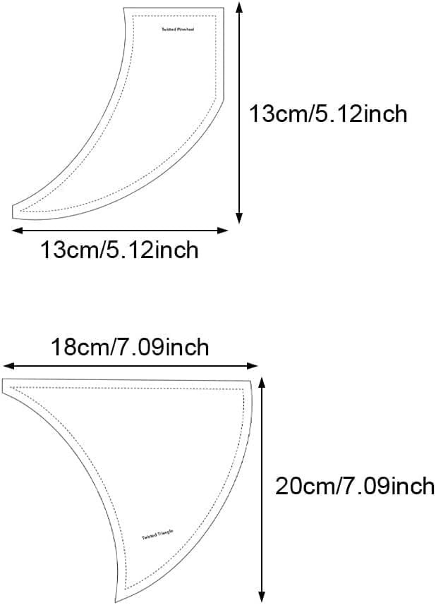 LePvo Twisted Pinwheel Template 2PCS for Quilting, Acrylic Quilting Templates for Professional Tailors Apprentices DIY Quilting Sewing Crafts Embroidery