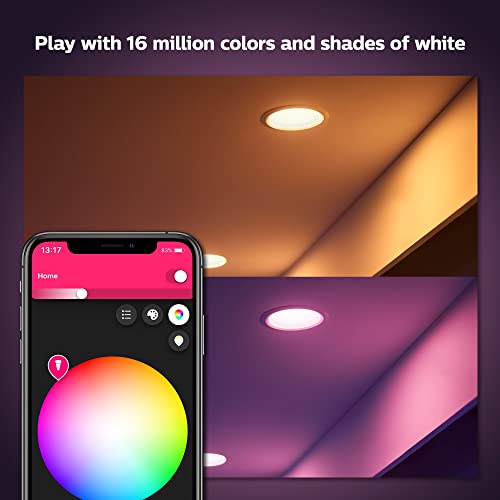 Philips Hue White and Color Ambiance Extra Bright High Lumen Dimmable LED Smart Retrofit Recessed 4" Downlight Compatible with Amazon Alexa Apple HomeKit and Google Assistant, 6-Pack