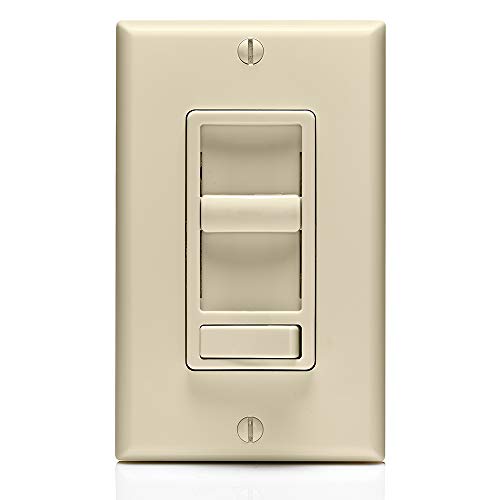 Leviton 661F-10T 1.5 Amp SureSlide Single-Pole or 3-Way Fan Quiet Control, Light Almond