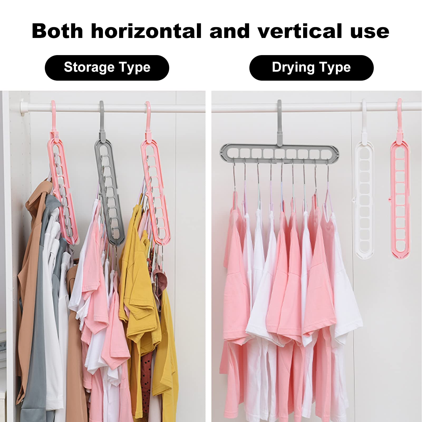 HEYHOUSE Closet Organizers and Storage,College Dorm Room Essentials,Pack of 10 Multifunctional Organizer Magic Space Saving Hangers with 9 Holes Storage Organization for Wardrobe Closet