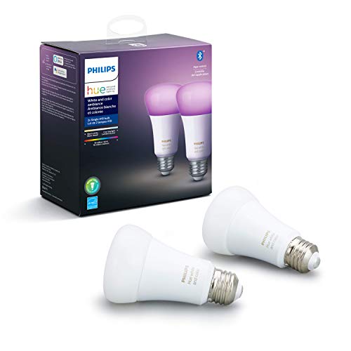 Philips Hue White and Color Ambiance 2-Pack A19 LED Smart Bulb & Smart Hub (Compatible with Alexa Apple HomeKit and Google Assistant), White Ambiance, Hue Hub