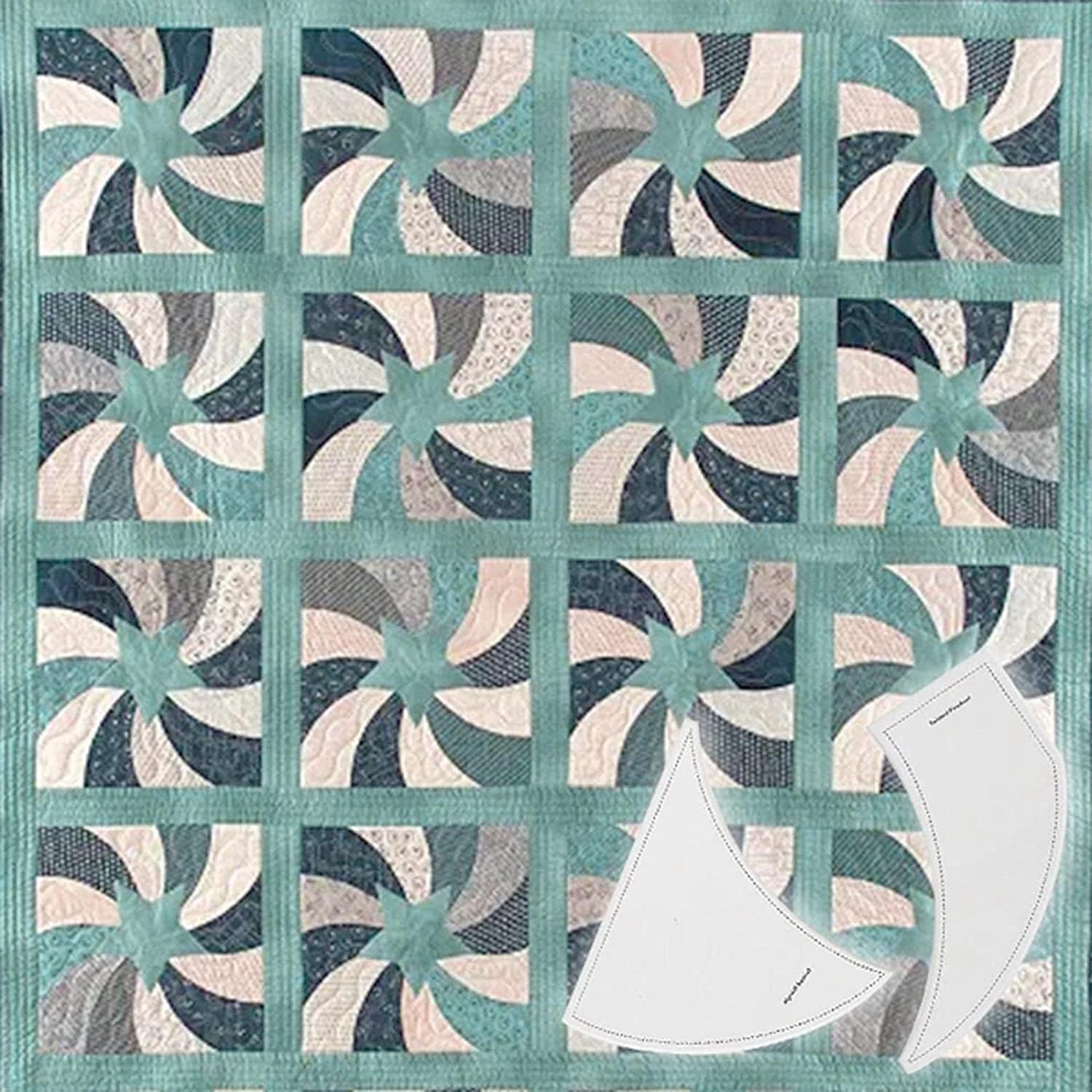 LePvo Twisted Pinwheel Template 2PCS for Quilting, Acrylic Quilting Templates for Professional Tailors Apprentices DIY Quilting Sewing Crafts Embroidery