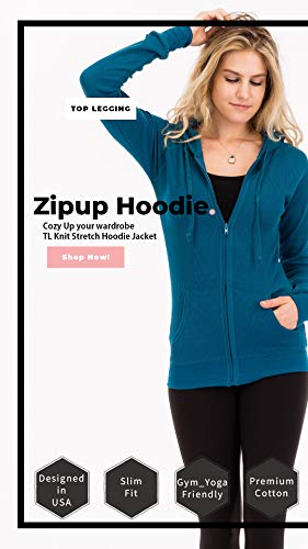 TL Women's Solid Warm Thin Thermal Knitted Casual Zip-Up Hoodie Jacket CHARCOAL -L
