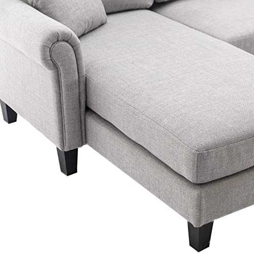 Tabaray 108" Couch Sectional Sofa for Living Room Furniture Sets Convertible U Shaped Couches with Ottoman and Chaise for Apartment, Office (Light Blue)