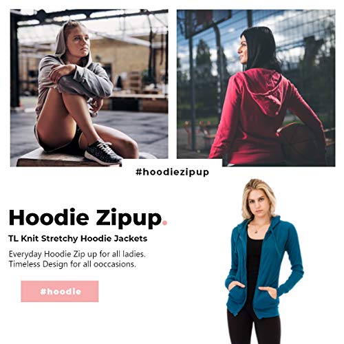 TL Women's Solid Warm Thin Thermal Knitted Casual Zip-Up Hoodie Jacket CHARCOAL -L