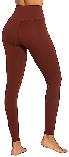 Sunzel Workout Leggings for Women, Squat Proof High Waisted Yoga Pants 4 Way Stretch, Buttery Soft 28" Inseam Wine Red Medium