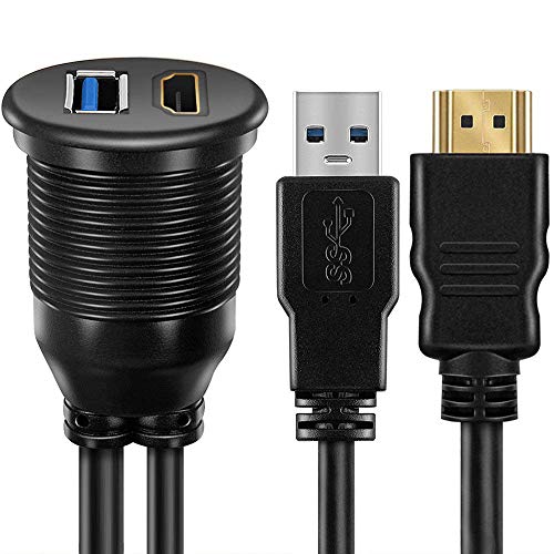 OBVIS USB3.0 HDMI Mount Cable β USB3.0 and HDMI Extension Flush Dash Panel Mount Cable for Car Boat Motorcycle (6 Feet)