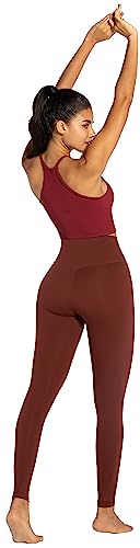 Sunzel Workout Leggings for Women, Squat Proof High Waisted Yoga Pants 4 Way Stretch, Buttery Soft 28" Inseam Wine Red Medium
