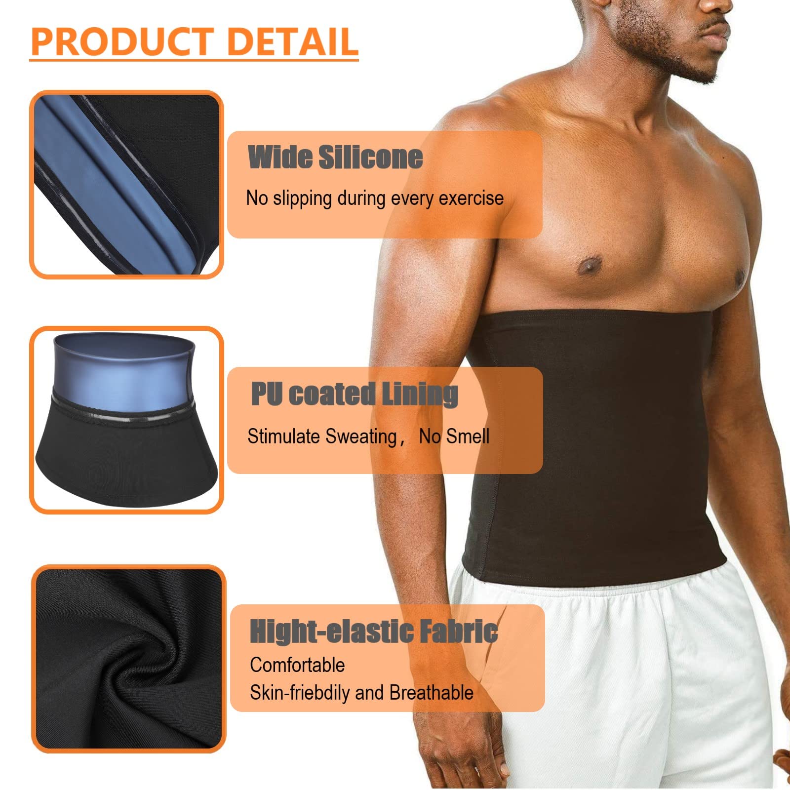 SLMLEES Sauna Suit Waist Trimmer for Men Waist Trainer Compression Belt Slimming Sweat Thermo Workout Tummy Control Shaper (2X-Large/3X-Large)