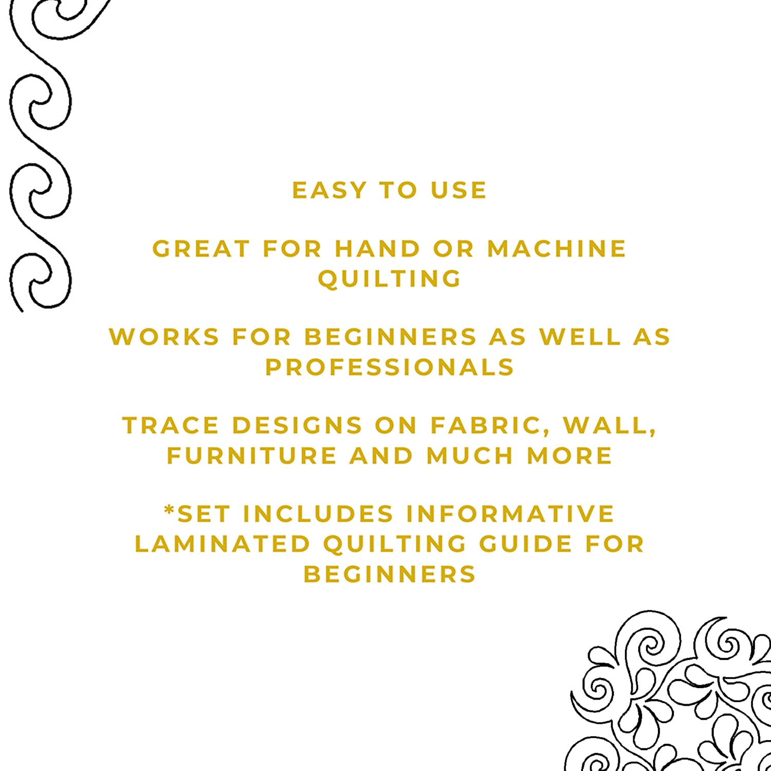 Quilting Stencils for Machine and Hand Quilting - 2 Quilting Stencils for Block, Border Background Patterns - Wave on Wave, Wave Border with Corner Plastic Quilt Stencil Set with Guide