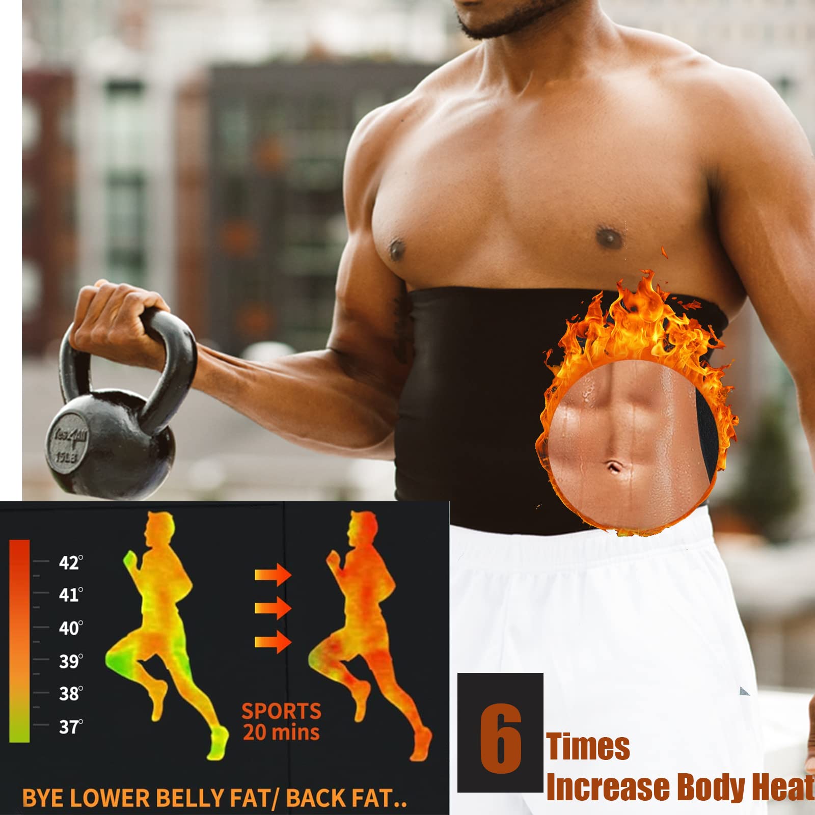 SLMLEES Sauna Suit Waist Trimmer for Men Waist Trainer Compression Belt Slimming Sweat Thermo Workout Tummy Control Shaper (2X-Large/3X-Large)