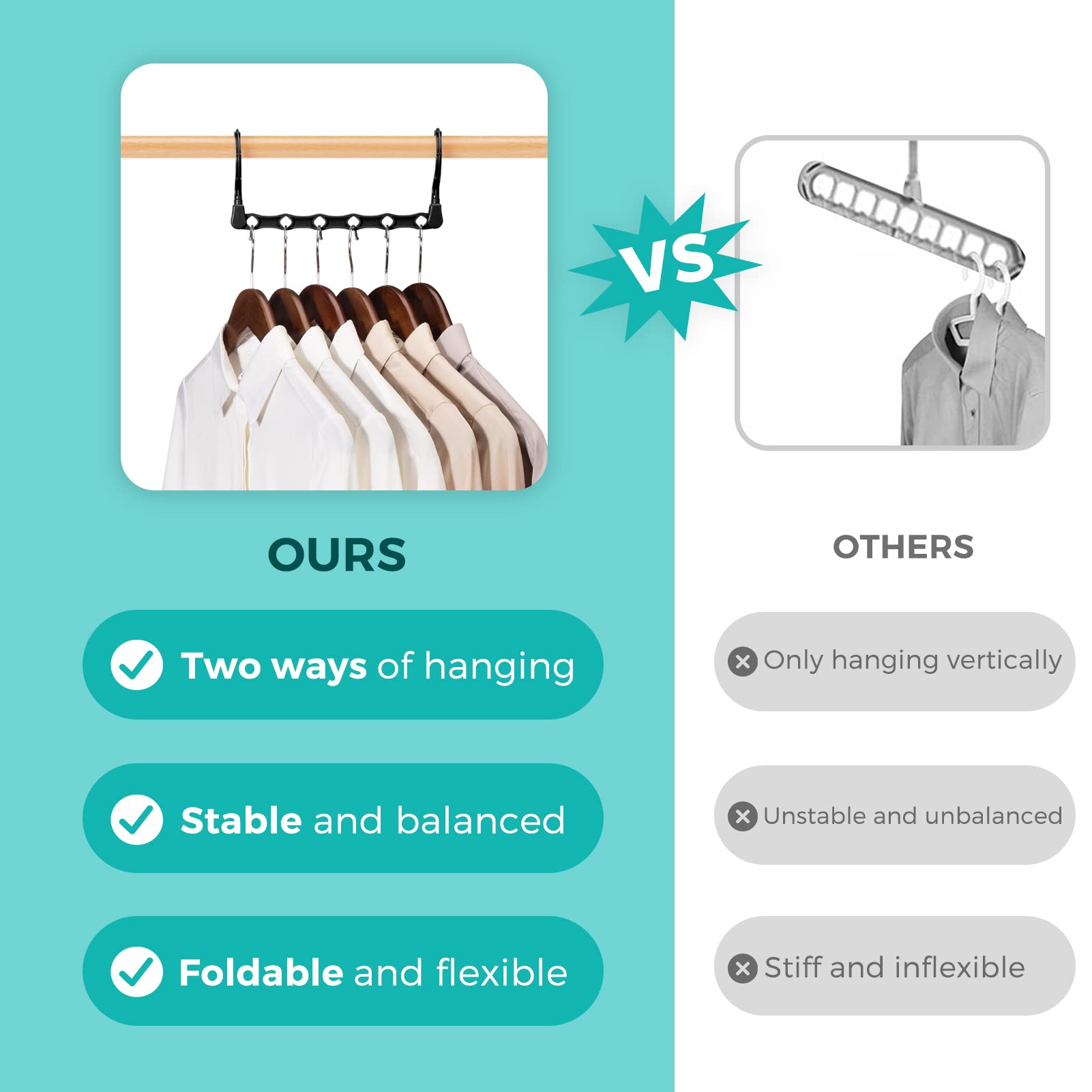 HOUSE DAY Space Saving Plastic Clothes Hangers, 20 Pack, Black, Professional Brand, Ideal for Closet Organization, Can Hold Up to 30 Pounds