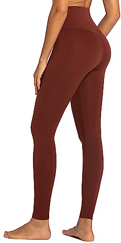 Sunzel Workout Leggings for Women, Squat Proof High Waisted Yoga Pants 4 Way Stretch, Buttery Soft 28" Inseam Wine Red Medium