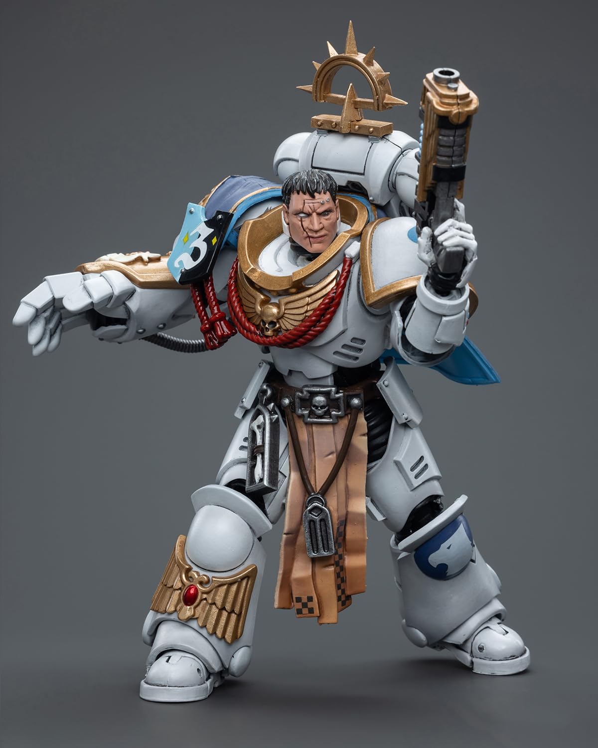 Pipigirl JoyToy 40K Space Marine Genuine License 1/18 Action Figure, Space Marines White Consuls Captain Messinius, 4.88 inch Action Figures Kits (Captain Messinius)