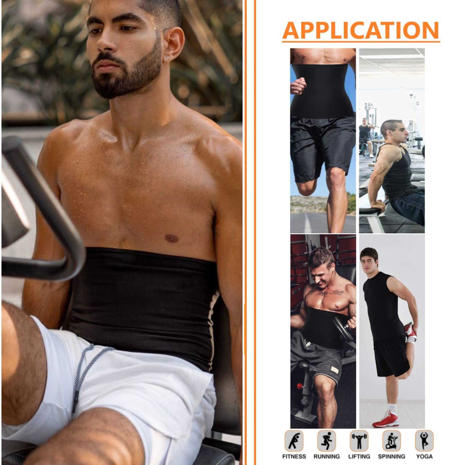 SLMLEES Sauna Suit Waist Trimmer for Men Waist Trainer Compression Belt Slimming Sweat Thermo Workout Tummy Control Shaper (2X-Large/3X-Large)