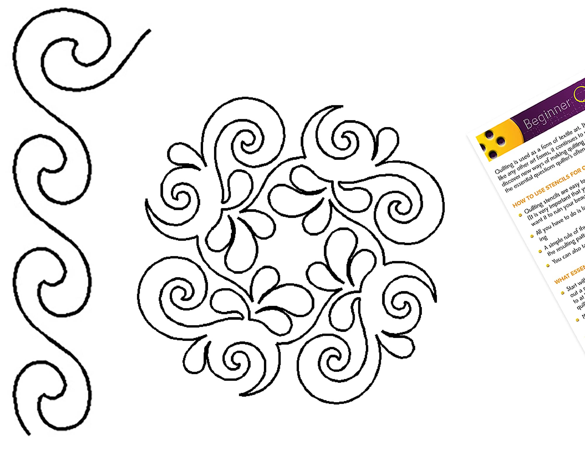 Quilting Stencils for Machine and Hand Quilting - 2 Quilting Stencils for Block, Border Background Patterns - Wave on Wave, Wave Border with Corner Plastic Quilt Stencil Set with Guide