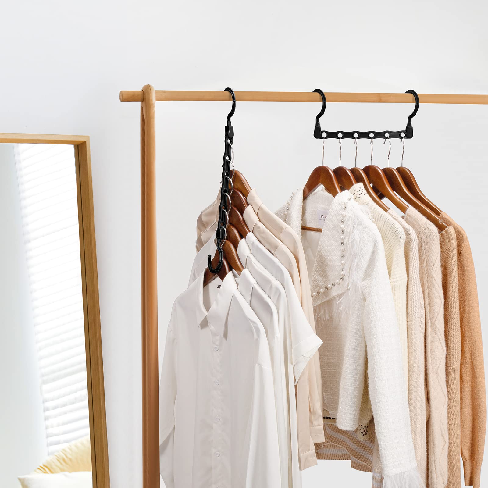 HOUSE DAY Space Saving Plastic Clothes Hangers, 20 Pack, Black, Professional Brand, Ideal for Closet Organization, Can Hold Up to 30 Pounds