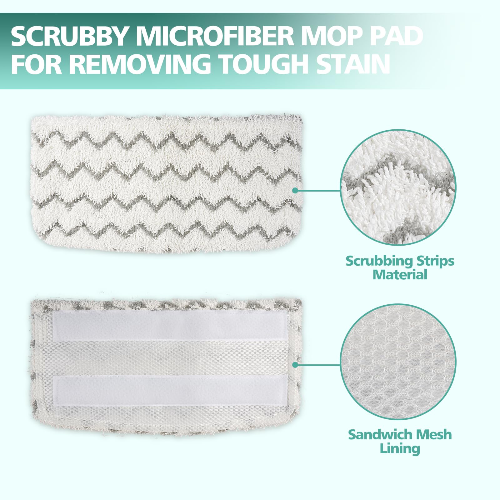 4 PCS Replacement Pads Accessory for Shark Steam Mop S1000, S1000A, S1000C, S1000WM, S1001C, S2001 Dirt Grip Pads, Microfiber Washable & Reusable