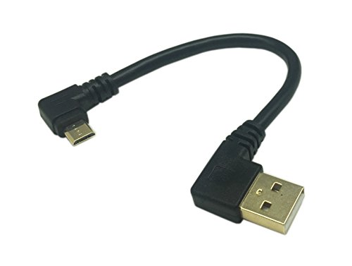 CERRXIAN 15cm 6inch Micro USB Short Cable Combo Gold Plated Left & Right Angle Micro USB 5 Pin Male to USB 2.0 Type A Left Angle Male Data Sync and Charge Cable (2-Pack)