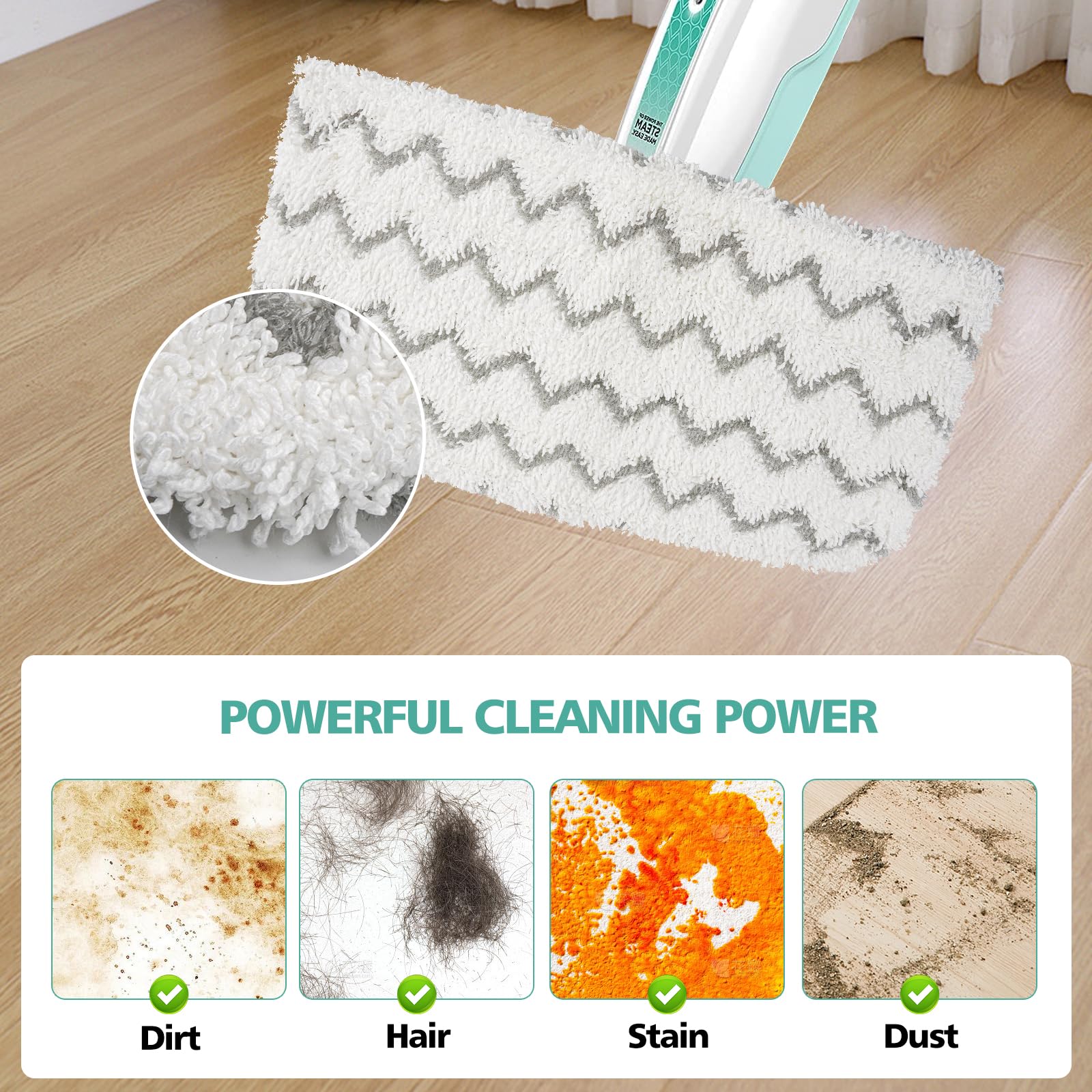 4 PCS Replacement Pads Accessory for Shark Steam Mop S1000, S1000A, S1000C, S1000WM, S1001C, S2001 Dirt Grip Pads, Microfiber Washable & Reusable
