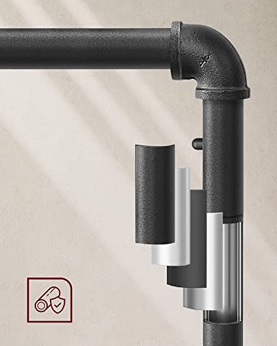 VASAGLE Clothes Rail for Bedroom, Heavy-Duty Clothes Rack, Industrial Pipe Rolling Garment Rack with Shelf, Top Rail Max. Load 90 kg, Laundry Room, Retail Store, Rustic Brown and Black HSR65BXV1