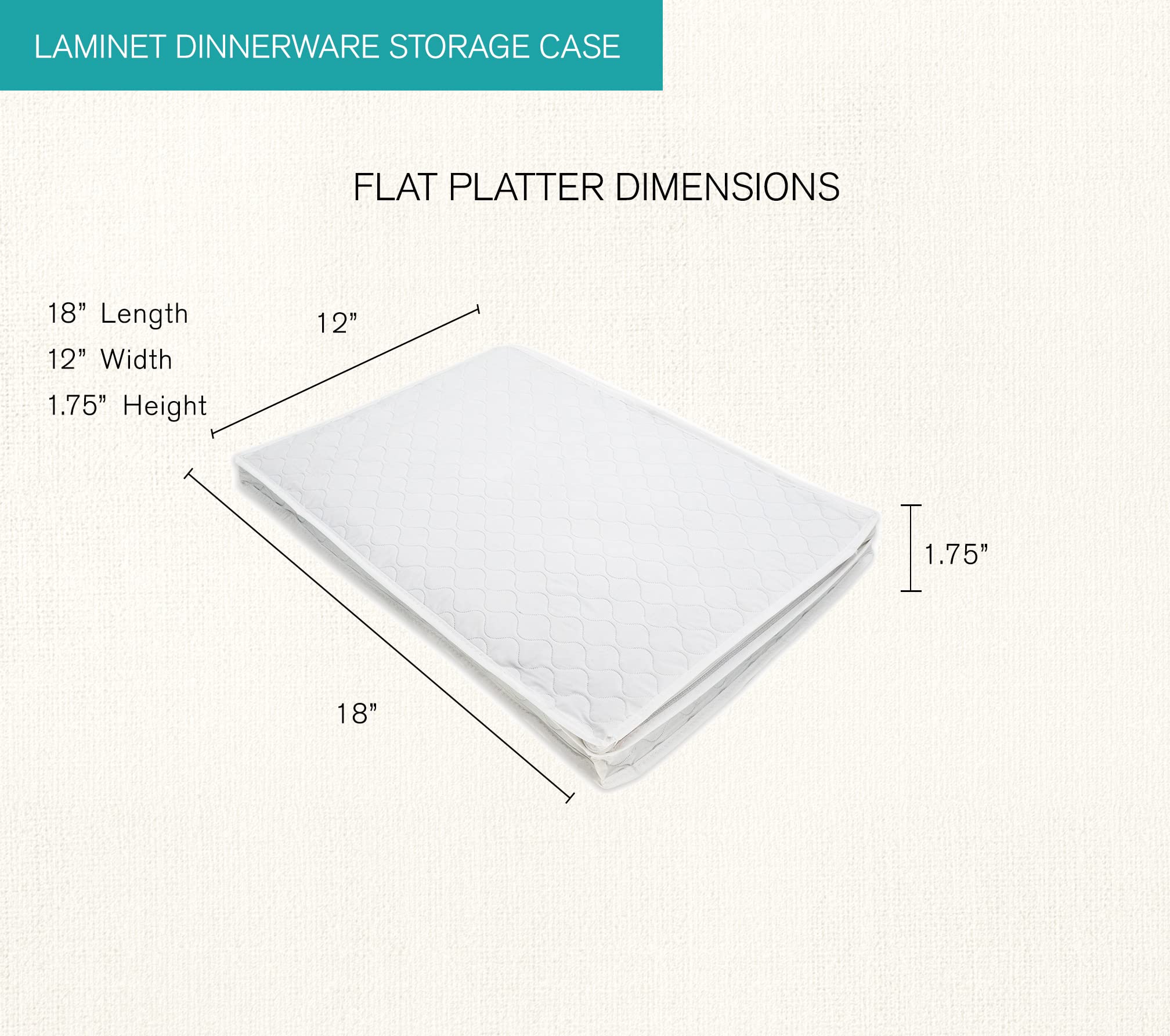 LAMINET 6 Piece Quilted Dinnerware Storage Starter Set - Includes 4 Plate Cases, 1 Cup Case & Platter Case - White