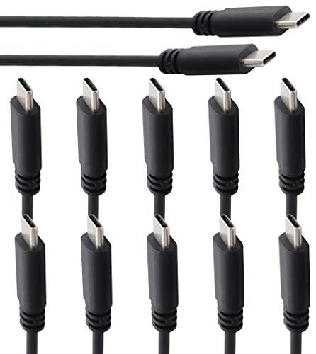 tekSonic USB C to USB C 60W Cable 3.3ft, [10 Pack] Bulk USB Type C Fast Charging Charger Cord Compatible with MacBook Pro, iPad Mini 6, iPad Air 4, iPad Pro 2020 2018, Galaxy S21 S20 Ultra Note 20 10