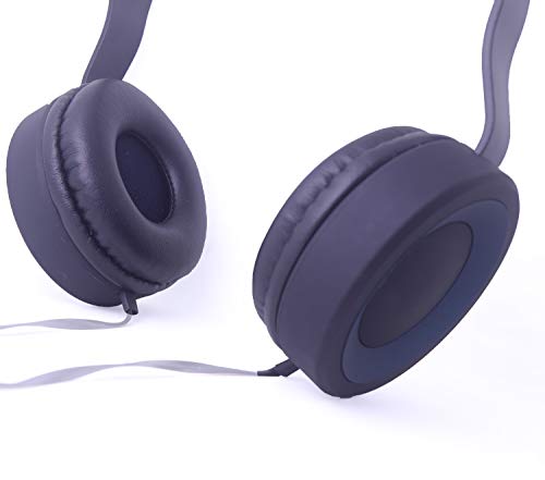 Over-Ear Headphones Wired with Microphone, Leather Earphones, HiFi Deep Bass and Flexible Headbands for iPhone, Android, Tablets and Notebooks (X-Large)