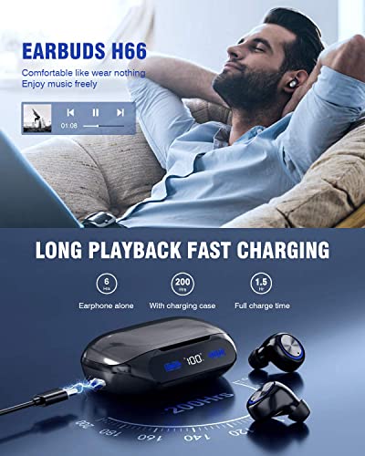 Mix Hero Bluetooth Headphones,IP5 Auto Pairing 200H Stereo Sound True Wireless Earbuds in Ear Bluetooth Earphones Binaural Call Headset with Built in Mic and Charging Case for Sports Running