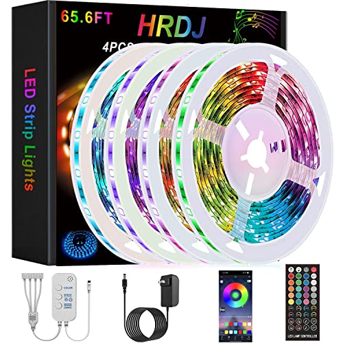 HRDJ Led Strip Lights 65.6ft Smart Led Lights with App Control Remote, SMD 5050 RGB Led Lights for Bedroom, Music Sync Color Changing Lights for Party