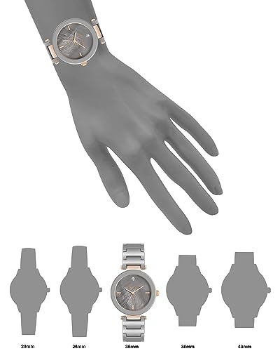 Anne Klein Women's Genuine Diamond Dial Ceramic Bracelet Watch,Taupe/Rose Gold