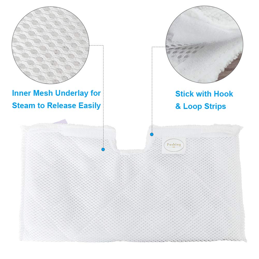 Fushing 10Pcs Steam Mop Pads, Washable Microfiber Cleaning Steamer Replacement Pads for Shark Steam Pocket Mop Hard Floor Cleaner S3500 Series S3501 S3550 S3601 S3601D S3801 S3801CO S3901 SE450 S2901